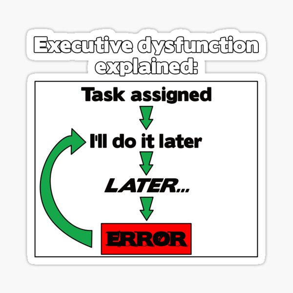 "Executive Dysfunction Chart" Sticker by ThatElfNerd | Redbubble