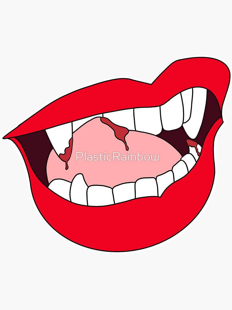 "Sexy Vampire Bloody Fangs Teeth" Sticker for Sale by PlasticRainbow ...