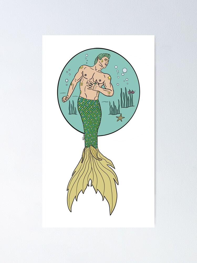 "Merman - under the sea fantasy digital drawing" Poster for Sale by ...