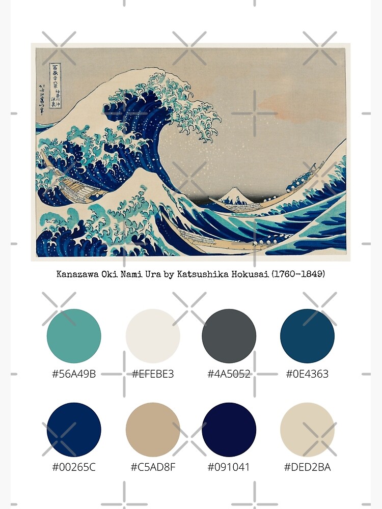 "Colour Palette of Kanazawa Oki Nami Ura by Katsushika Hokusai (1760 ...