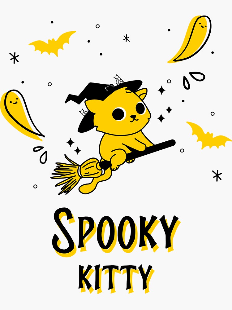 "Spooky kitty" Sticker for Sale by CastaMerch | Redbubble