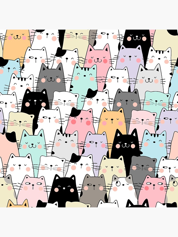 "Colorful Funny Cat Crowd Pattern" Sticker for Sale by GoodAttire ...