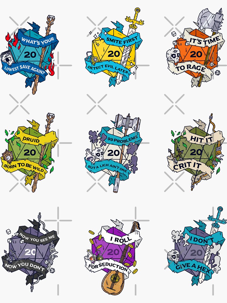 "Tabletop RPG Classes Sticker Pack" Sticker for Sale by DungeonCrawlers ...