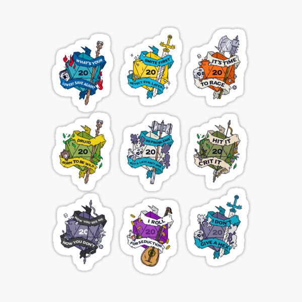 "Tabletop RPG Classes Sticker Pack" Sticker for Sale by DungeonCrawlers ...
