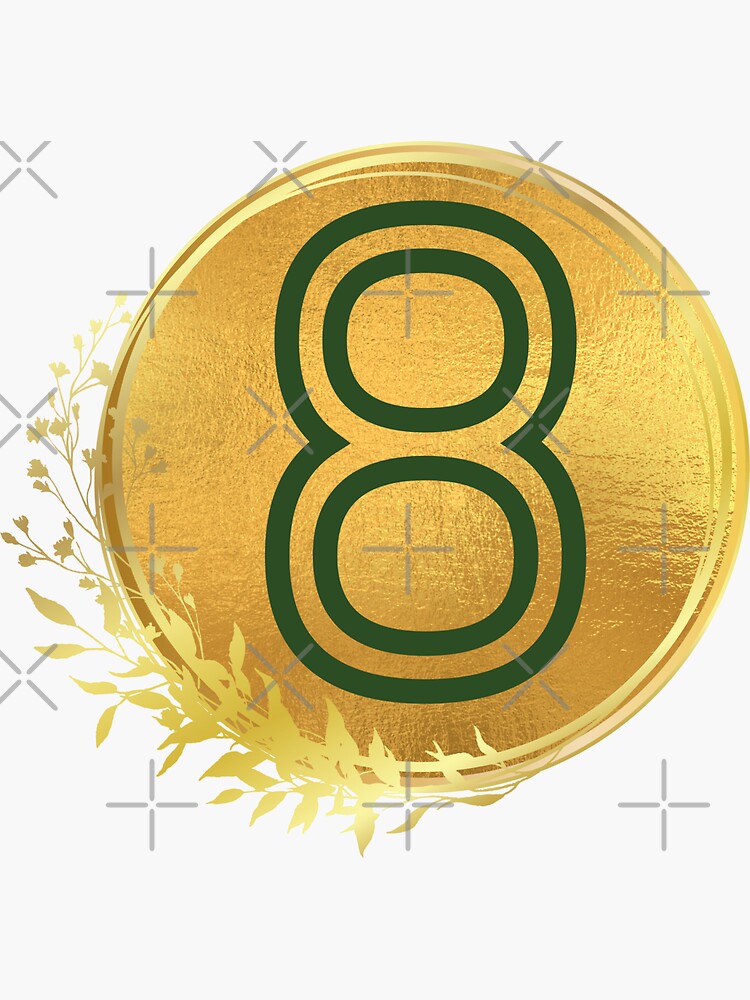 Pegatina «Número 8 verde en hoja de círculo de oro» de Benchamart ...