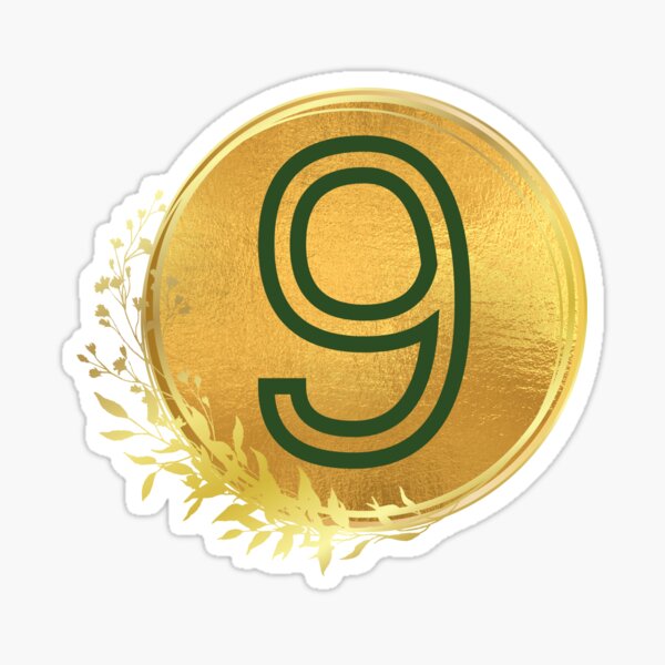 "Number nine green in gold circle leaf" Sticker for Sale by Benchamart ...
