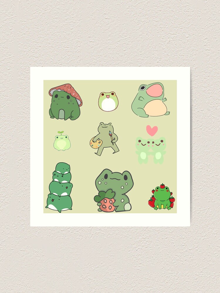 "Kawaii adorable fairy core frog sticker pack" Art Print for Sale by ...