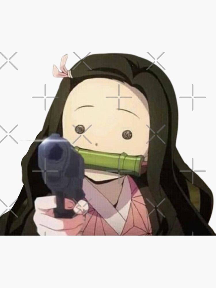 "Nezuko gun meme" Sticker by SoulsSmoker | Redbubble