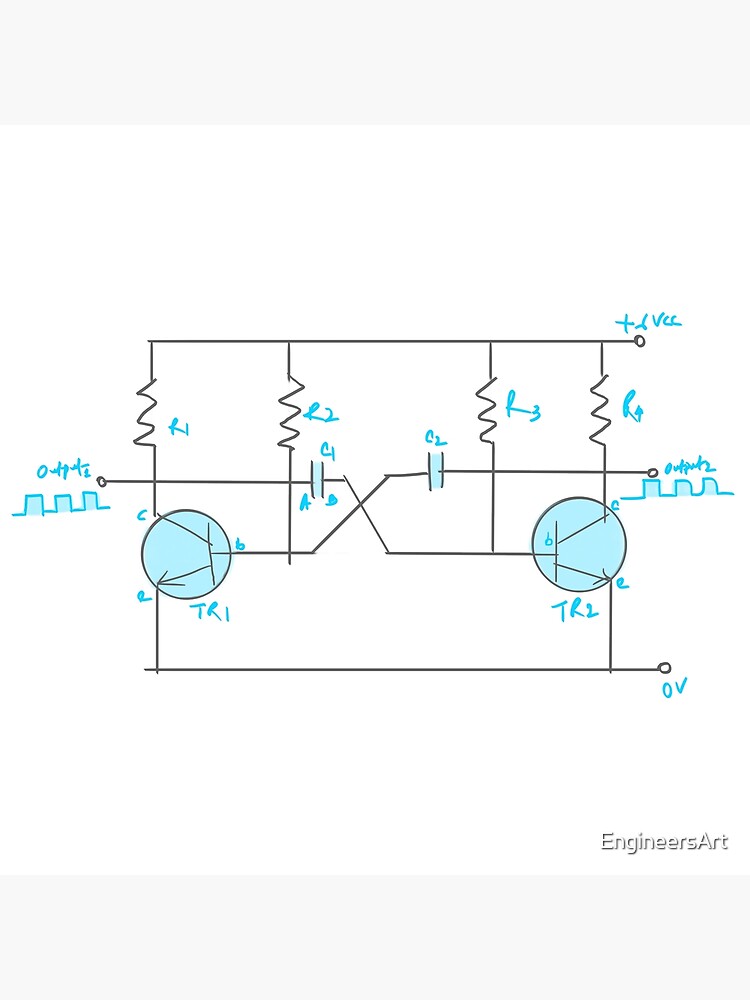"Transistor Astable Multivibrator Handdraw Electronic Circuit" Poster ...
