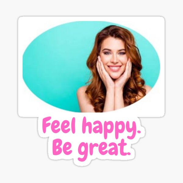 "Pretty smiling face design which creates positive attitudes." Sticker ...