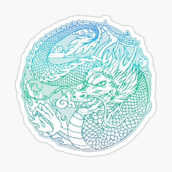 "Retro Circle Dragon" Sticker for Sale by TraceLomelle | Redbubble