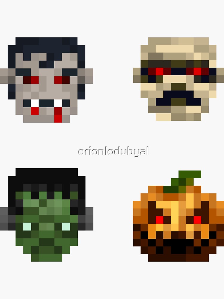 "Halloween Monsters Retro 8-Bit Pixel Monsters Sticker Pack" Sticker ...