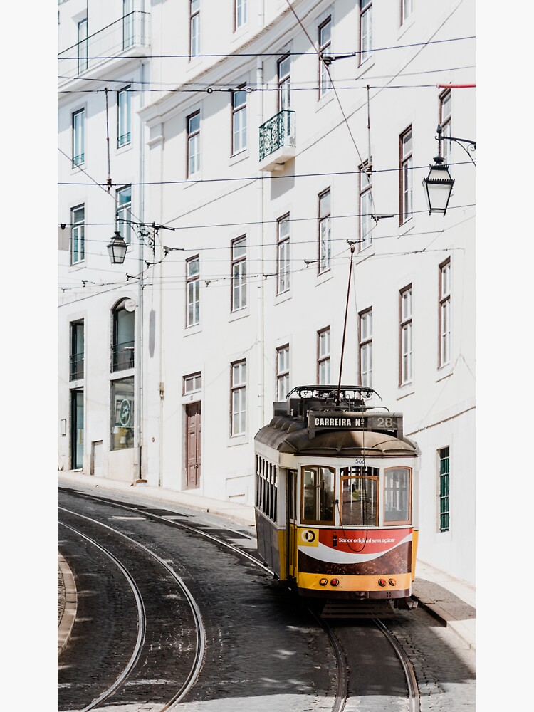 "Retro Lisbon electric tram" Sticker for Sale by roman-visuals | Redbubble
