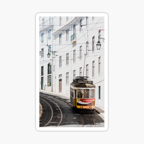 "Retro Lisbon electric tram" Sticker for Sale by roman-visuals | Redbubble