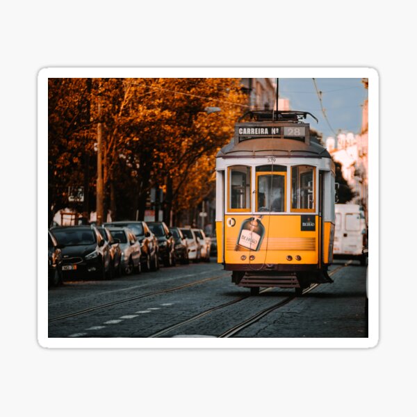 "Retro Lisbon electric tram" Sticker for Sale by roman-visuals | Redbubble