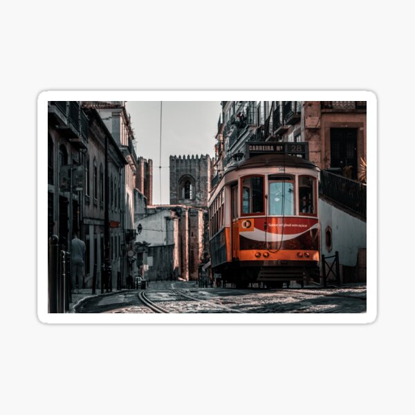 "Retro Lisbon electric tram" Sticker for Sale by roman-visuals | Redbubble