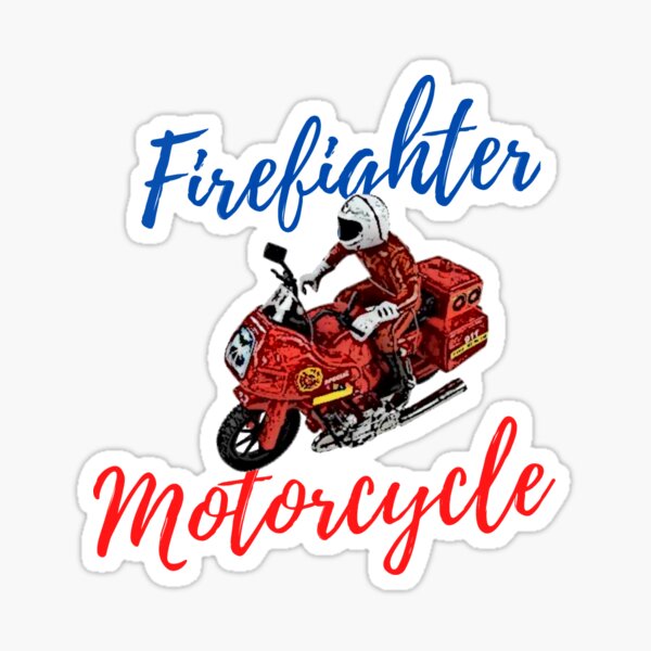 "Firefighter Motorcycle - toy cartoon firefighter" Sticker for Sale by ...
