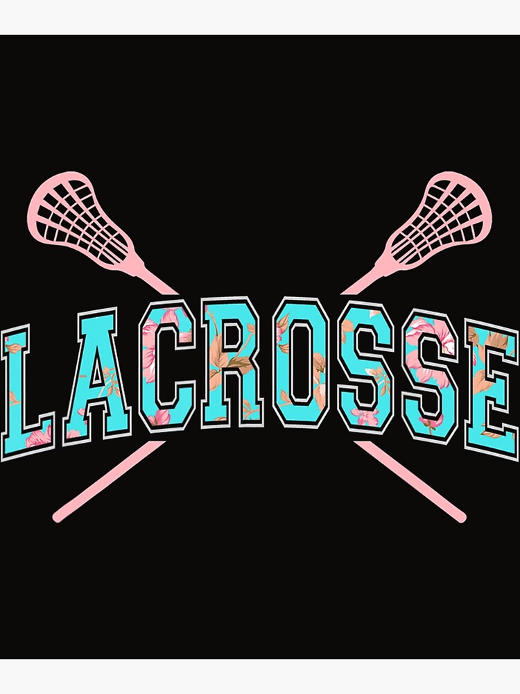 "Floral Lacrosse Crossed Sticks LAX Girly Eal Pink Head Girl " Poster ...
