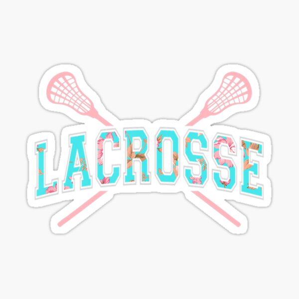 "Floral Lacrosse Crossed Sticks LAX Girly Eal Pink Head Girl " Sticker ...