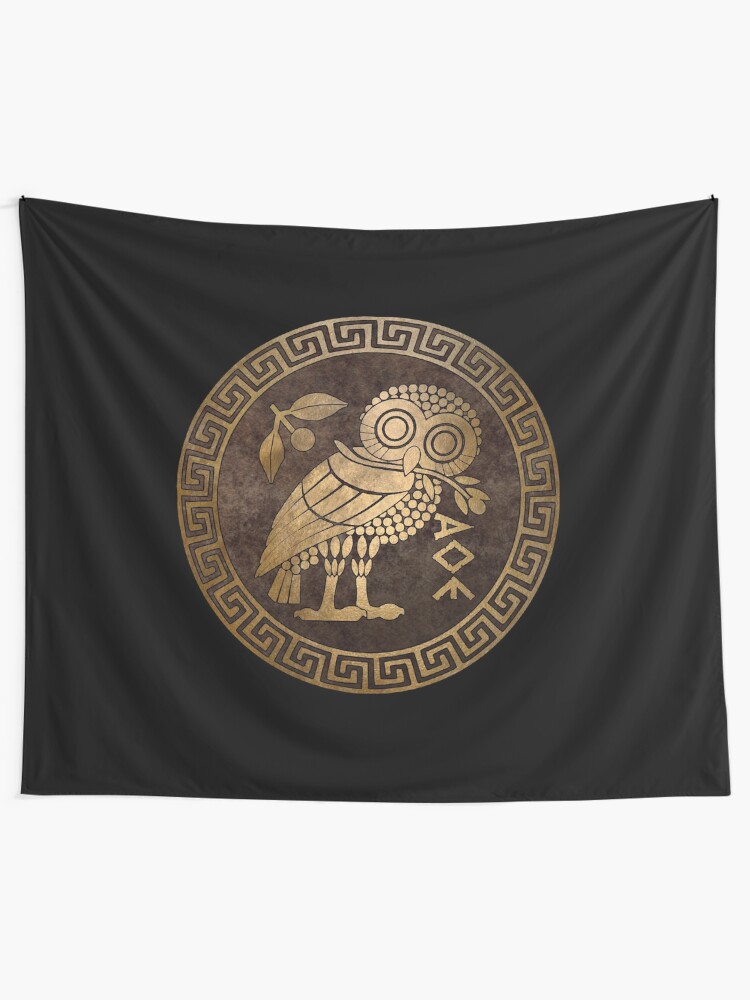 "Athens Ancient Greece Athenian Owl Symbol of Goddess Athena" Tapestry ...