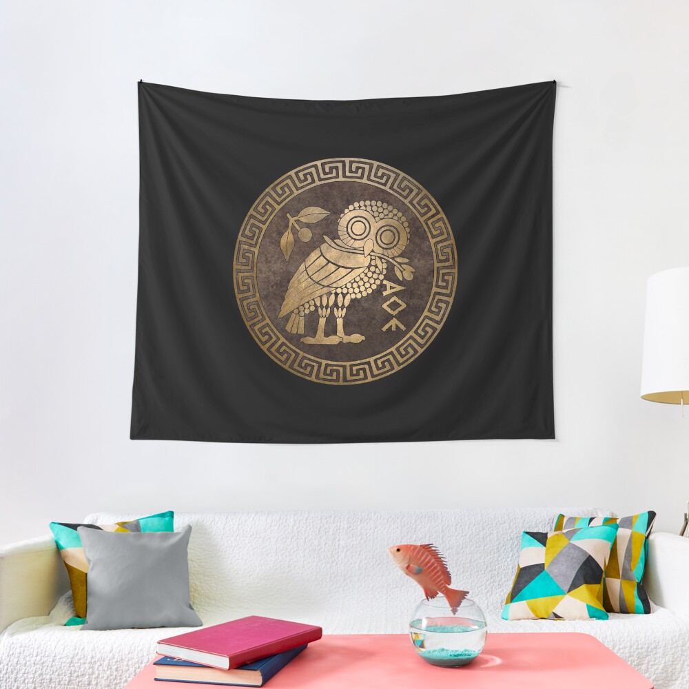 "Athens Ancient Greece Athenian Owl Symbol of Goddess Athena" Tapestry ...