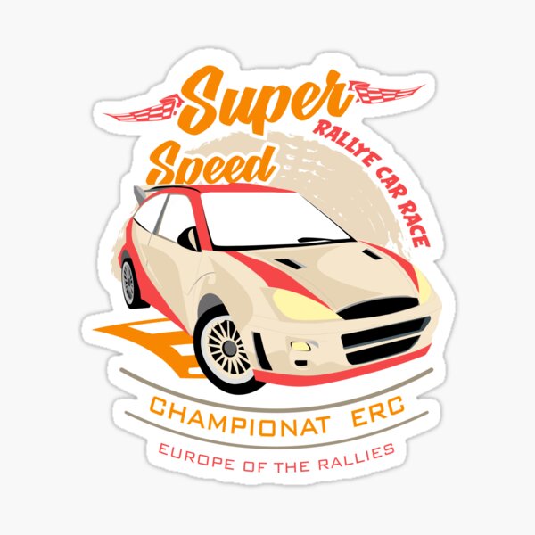 "Rally car race speed race" Sticker for Sale by Desibeau | Redbubble