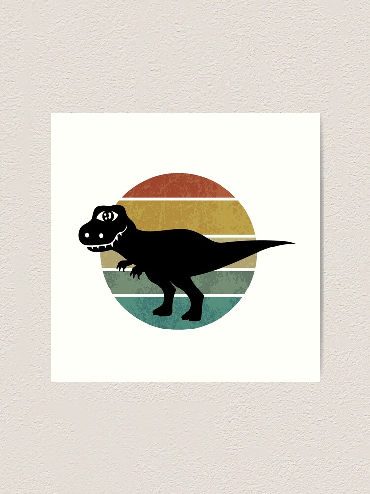 "Vintage retro black silhouette one eyed T-rex" Art Print for Sale by ...