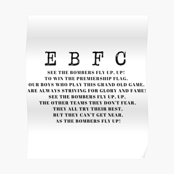 "ESSENDON BOMBERS Football Club THEME SONG Classic " Poster by ...