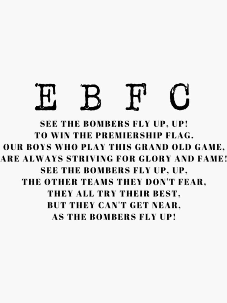 "ESSENDON BOMBERS Football Club THEME SONG Classic " Sticker for Sale ...