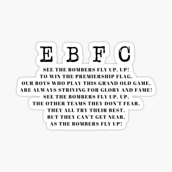 "ESSENDON BOMBERS Football Club THEME SONG Classic " Sticker for Sale ...