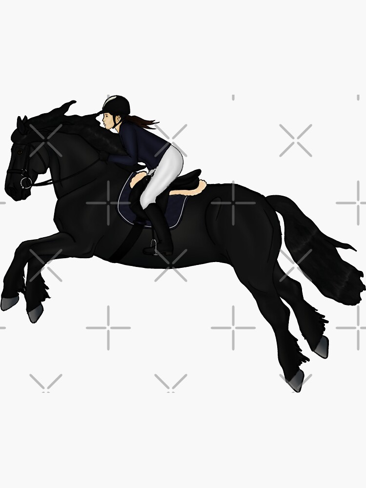 "Jumping friesian " Sticker for Sale by StoltenArt | Redbubble