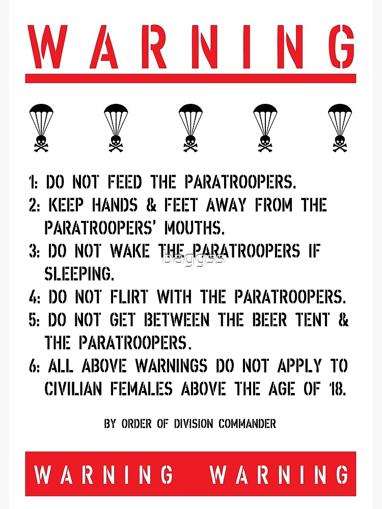 "Paratrooper Warning Sign" Poster for Sale by baggss | Redbubble