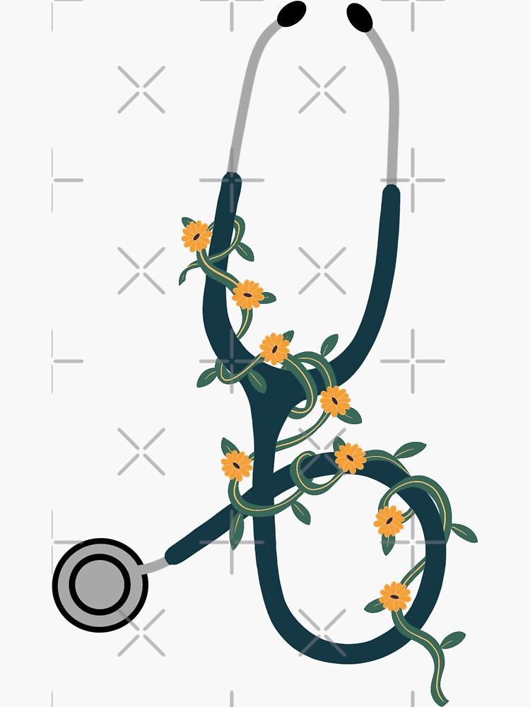 "Orange & Green Floral Stethoscope " Sticker for Sale by kayladaigle ...