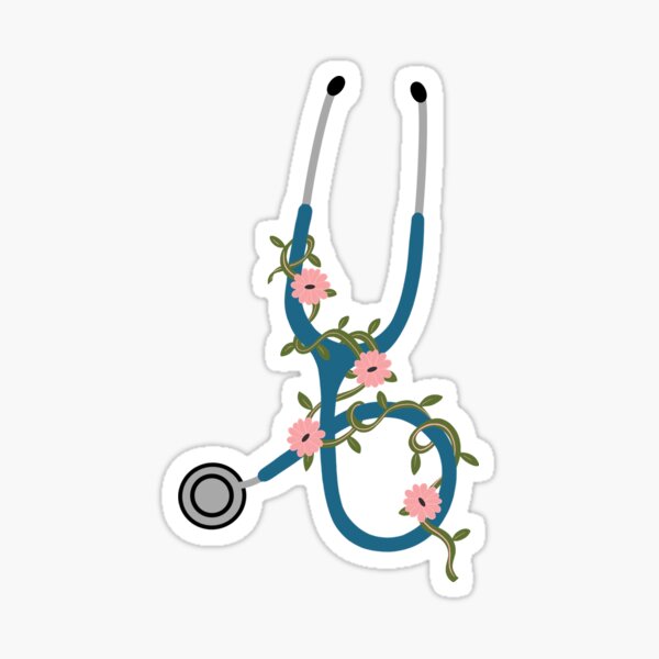 "Blue & Pink Floral Stethoscope " Sticker for Sale by kayladaigle ...