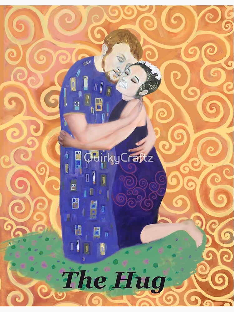 "The Hug on an orange Celtic spiral background " Poster for Sale by ...