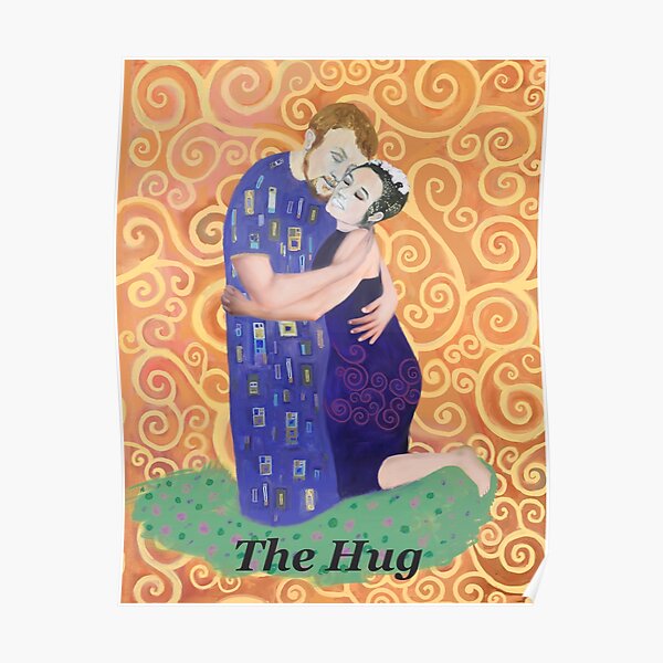 "The Hug on an orange Celtic spiral background " Poster for Sale by ...