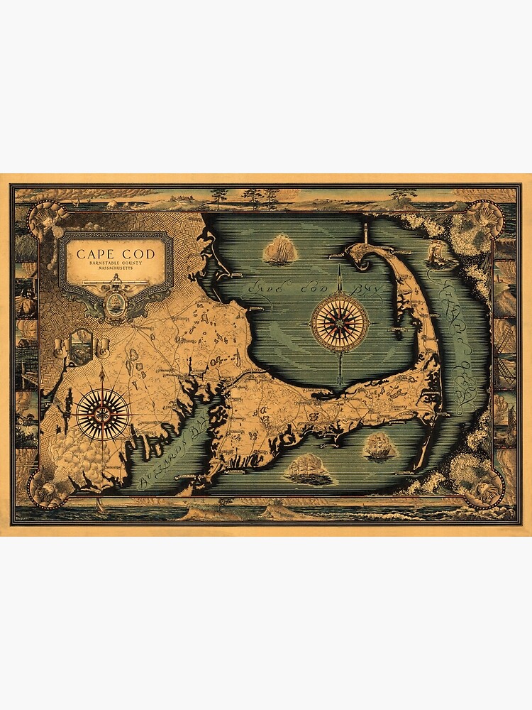 "Historical Map of Cape Cod" Art Print by mollyfare | Redbubble