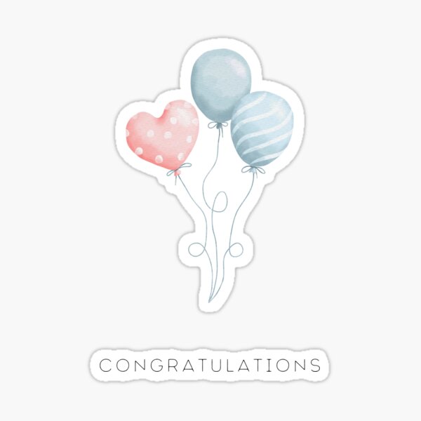 "Congratulations baby watercolour balloons" Sticker for Sale by life-is ...
