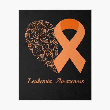 "Leukemia Cancer Awareness Floral Heart Orange Ribbon" Art Board Print ...