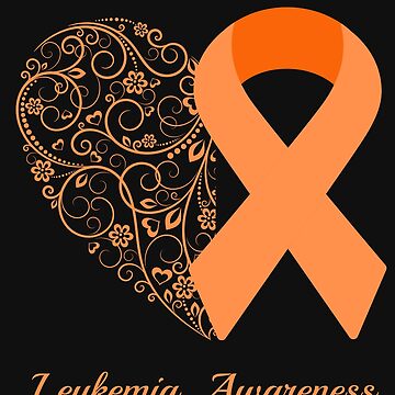 "Leukemia Cancer Awareness Floral Heart Orange Ribbon" Sticker for Sale ...