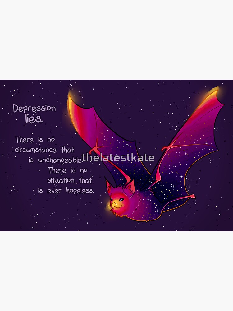 ""Depression Lies" Galaxy Bat" Sticker for Sale by thelatestkate ...