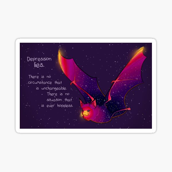 ""Depression Lies" Galaxy Bat" Sticker for Sale by thelatestkate ...