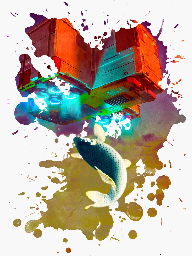 "Space fishing, a space carp" Sticker for Sale by CoolArtifacts | Redbubble