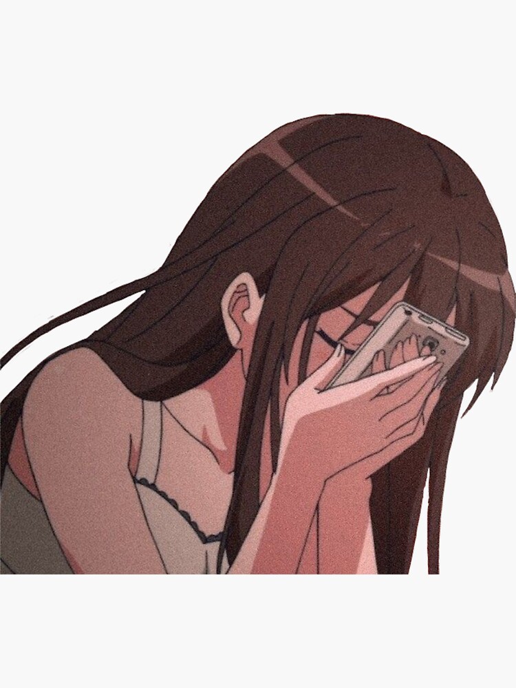 "Girl crying anime sticker" Sticker by Tweabyz | Redbubble