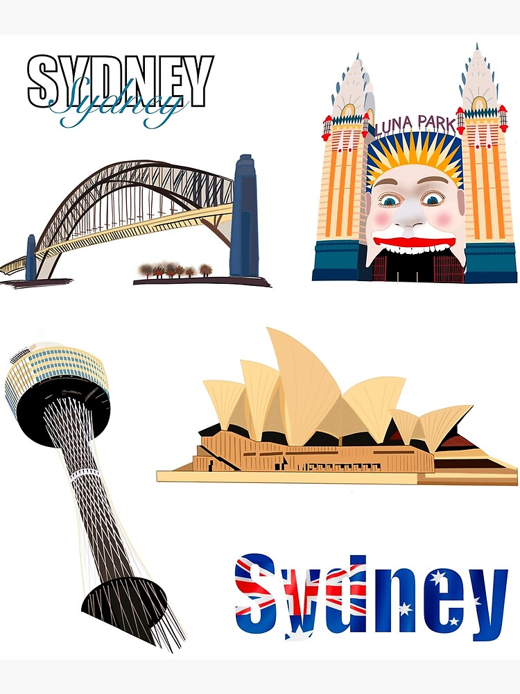 "Sydney Icons - Tourist attractions in Sydney Australia " Poster for ...