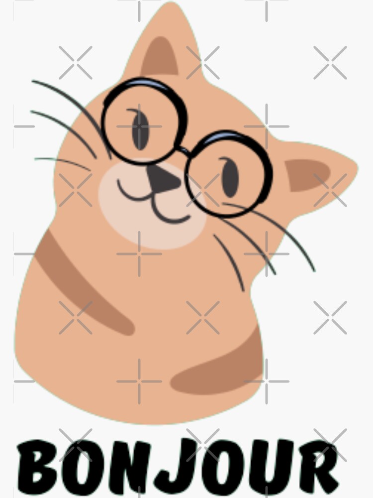 "bonjour cat" Sticker for Sale by kitakamidesign | Redbubble