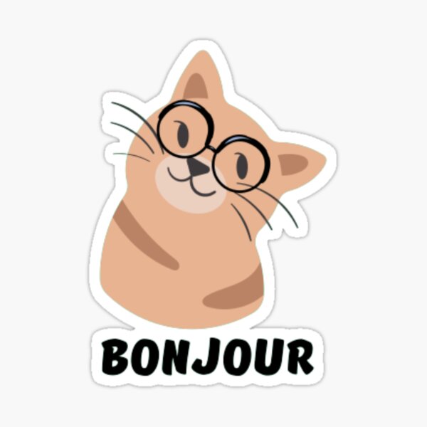 "bonjour cat" Sticker for Sale by kitakamidesign | Redbubble