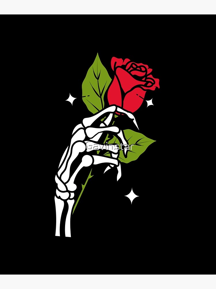"Skeleton Holding a Red Rose" Poster by Gavinstar | Redbubble