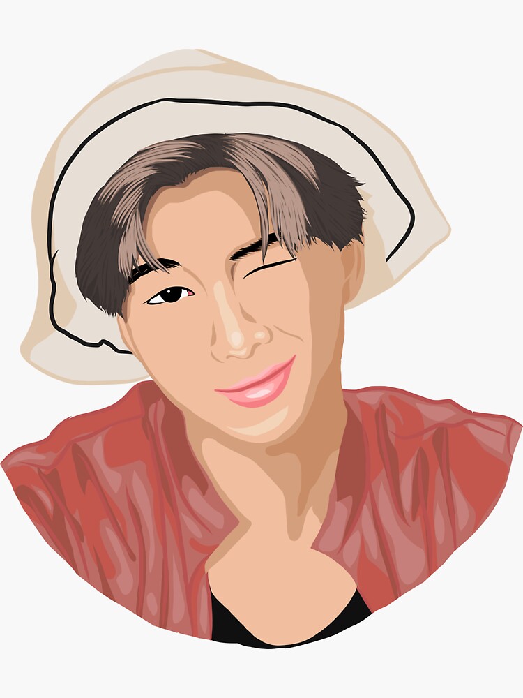 "BTS RM - RM with hat" Sticker for Sale by bluemoldart | Redbubble