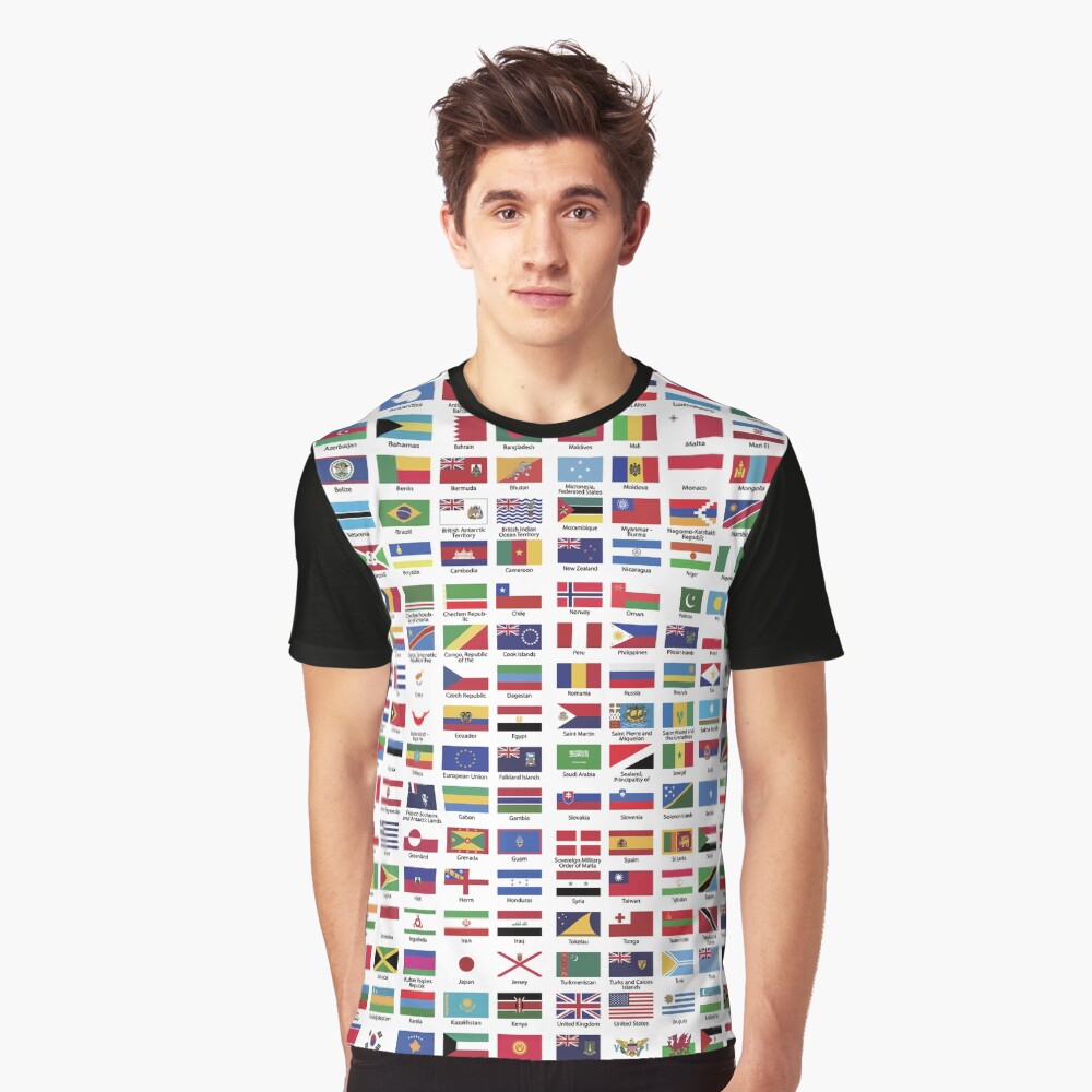 "World Flags with Country Names" T-shirt for Sale by DusicaP ...